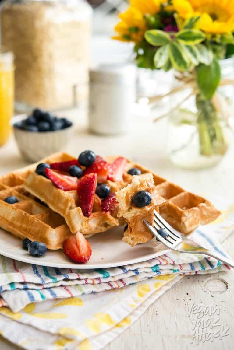 Berry Pineapple Belgian Waffles - Vegan Yack Attack