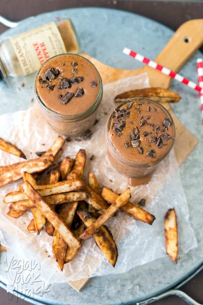Spicy Chocolate Shake with Cinnamon Fries - Vegan Yack Attack