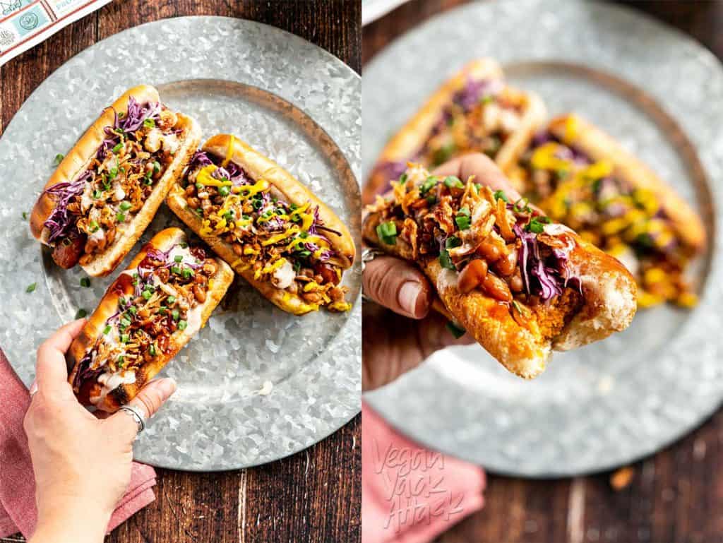 Vegan Loaded BBQ Dogs - Vegan Yack Attack