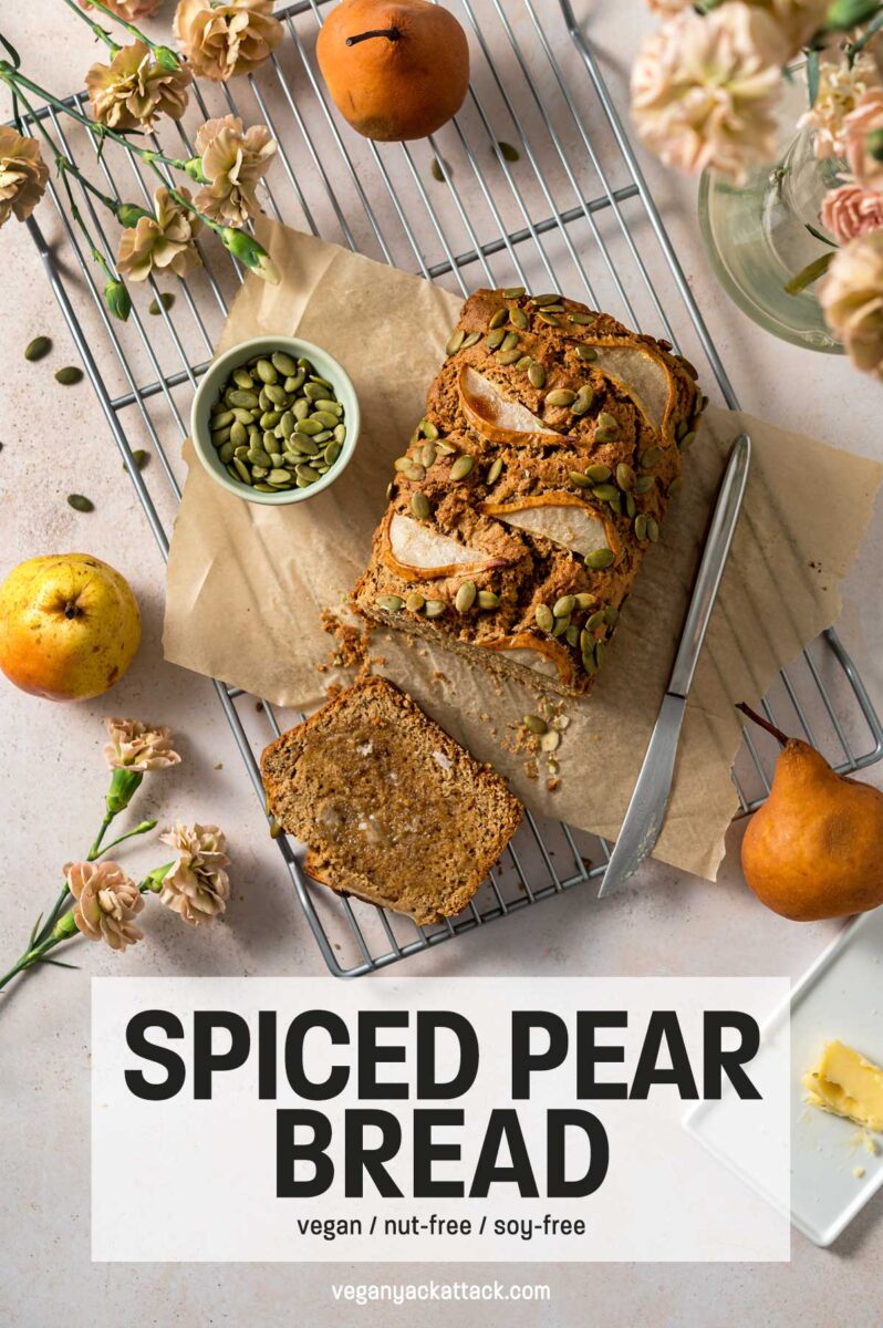 Vegan Spiced Pear Snacking Bread with Pepitas - Vegan Yack Attack